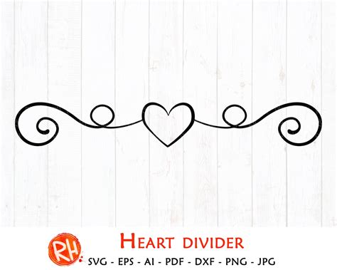 heart border svg heart divider svg text decoration svg etsy