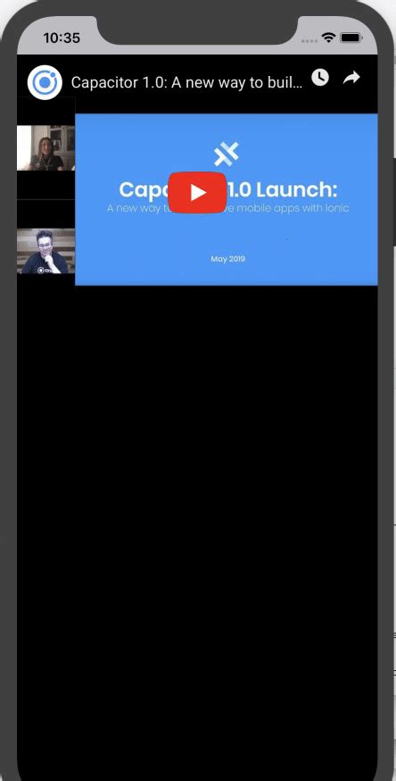 capacitor youtube player npm