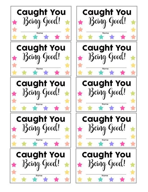 “caught You Being Good” Punch Cards Printable Behavior Punch Cards