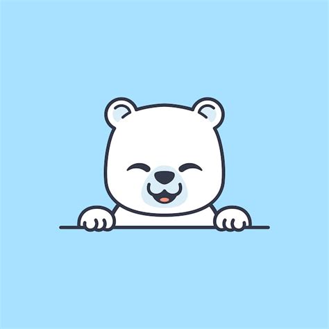 Premium Vector Cute Peeking Polar Bear Vector Illustration