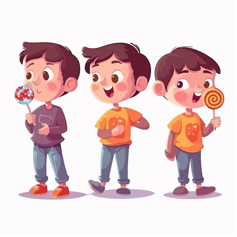 Vecteur Dun Garçon Avec Un Jeune Enfant De Style Dessin Animé Sucette