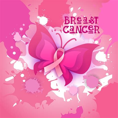 Premium Vector Pink Ribbon Butterfly Breast Cancer Awareness Banner