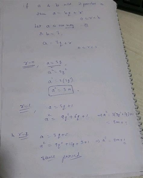 Use Euclids Division Lemma To Show That The Square Of Any Positive