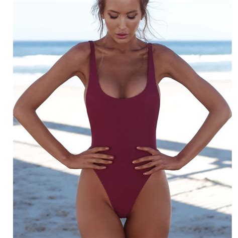 2018 Women Swimwear Sexy High Cut Swimsuit Backless Swim Suit Black