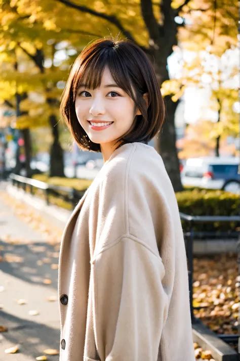 最高品質の 詳細な写真 ショートカットの美しい日本人女性 Seaart Ai
