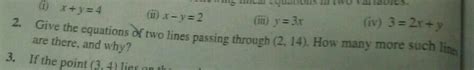 Give The Equations Of Two Lines Passing Through 2 14 How Many