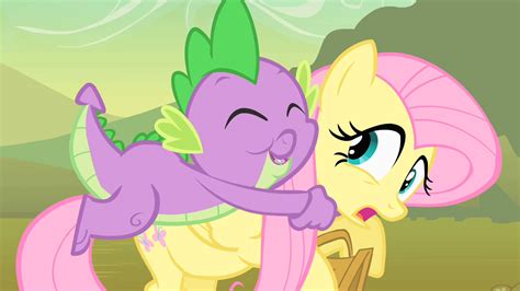 image spike hugging fluttershy s1e15 png my little