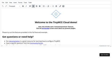 tinymce 5 4 1 codesandbox