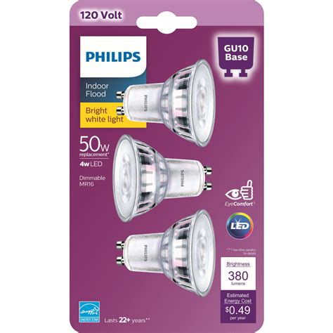 Philips 3pk Led Gu10 50w Bw Bulb 544932