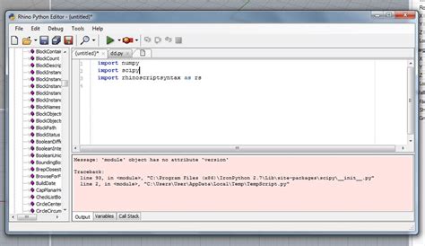 why am i getting an error message in rhino python