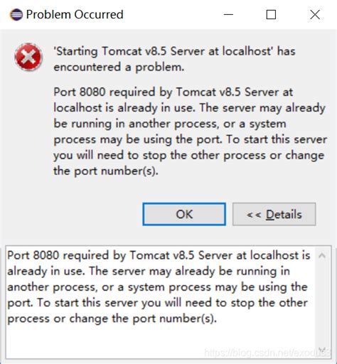 解决eclipse中启动tomcat时出现 port 8080 required by tomcat v8 5 server at