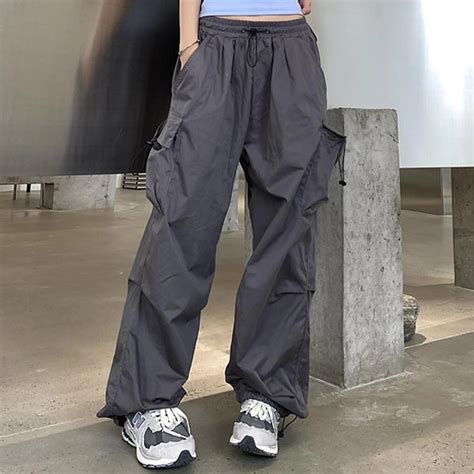Womens Baggy Cargo Pants Streetwear Hip Hop Joggers Sweatpants