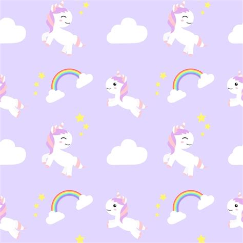 Premium Vector Seamless Patterns Cute Unicorns Cartoon Happy Fun