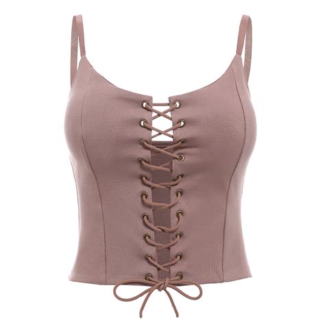 2018 New Bustier Crop Top Bandage Lace Up Women Sexy Vest Camis
