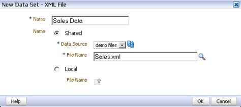 creating a data set using a xml file