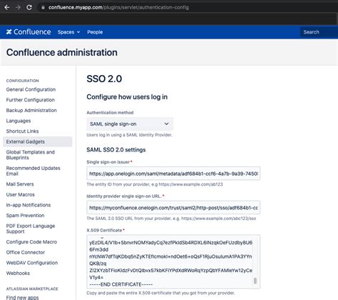 how to integrate confluence dc with onelogin for saml sso 2 0
