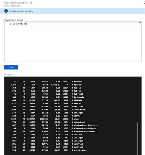 using the azure portal to run scripts inside an azure vm
