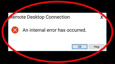 how to fix an internal error has occurred remote desktop connection