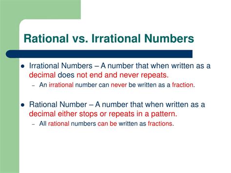 ppt irrational numbers powerpoint presentation free download id
