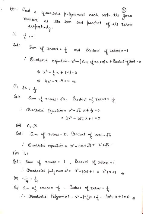 Polynomial Handwritten Notes For 10th Class Polynomials Math