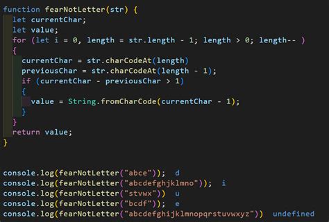 missing letters test not passing my code seems to be returning the