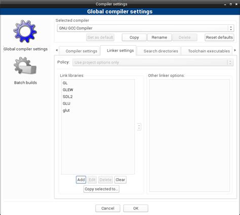 cara install codeblocks gcc opengl freeglut di linux