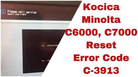how to clear error code c 3913 on konica minolta c6000 c6500 c5500