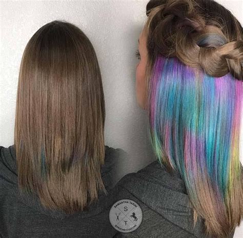 Pastel And Neon Hair Colors In Balayage And Ombre Pastel Underlights
