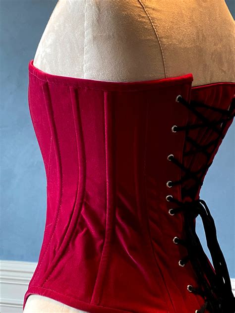 Historical Pattern Edwardian Overbust Corset From Fake Suede Steelbon