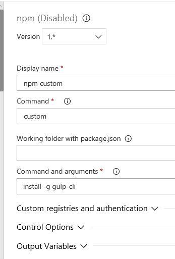 node js vsts with gulp v 4 0 0 stack overflow