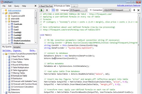 testing table valued functions with linqpad software