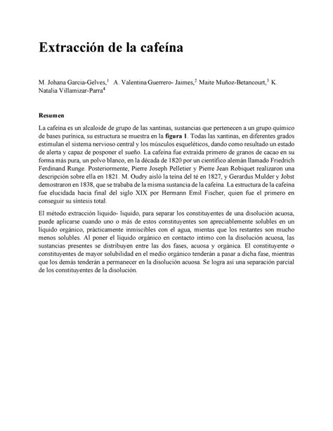 2° Laboratorio Extracción De La Cafeína Extracción De La Cafeína M