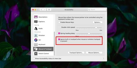how to disable the trackpad when a mouse is connected on macos