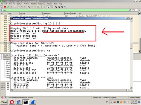 arp request timeout vs destination host unreachable