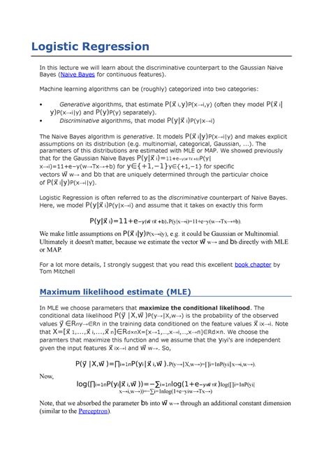 517 2015 2016 lecture 6 logistic regression logistic regression in