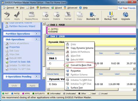 how to convert a dynamic disk storage back to basic without losing any