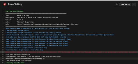azure devops pipeline cannot copy to azure storage stack