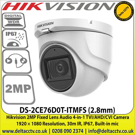 Hikvision Ds 2ce76d0t Itmfs 2mp 2 8mm Fixed Lens Audio 4 In 1 Tvi Ahd