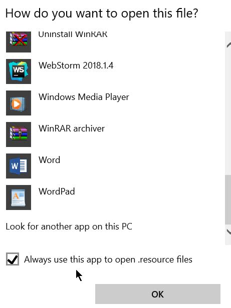 fully remove a default program association for file types in windows 10
