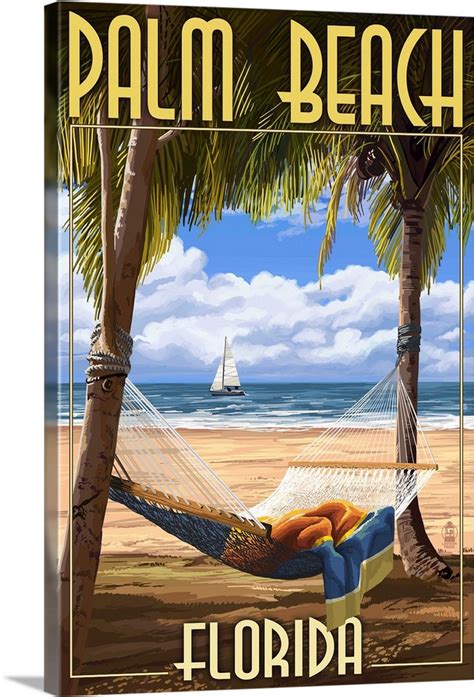 Palm Beach Florida Palms And Hammock Retro Travel Poster Wall Art