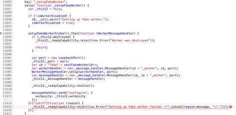 console error setting up fake worker failed while using