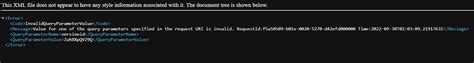 xml file invalid query parameter value error in the connect for browser