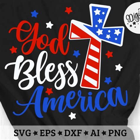Religious American Svg God Bless America Clipart Patriotic Usa Etsy