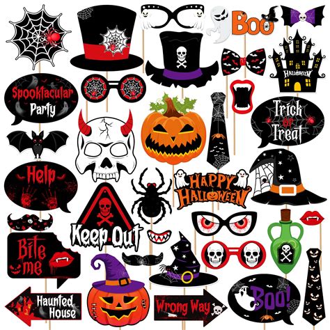 Katchon Scary Halloween Photo Booth Props Huge Pack Of 35
