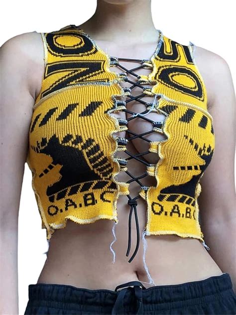 Women Summer Crop Tank Tops Camisole Shirt E Girl Y2k Tops Patchwork