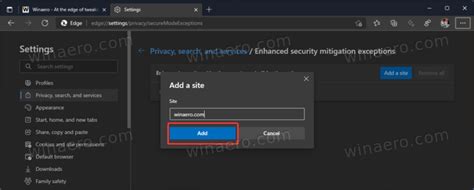 how to add exceptions to super duper secure mode in edge