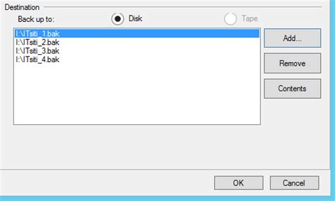 how to split create multiple backup files of mssql database