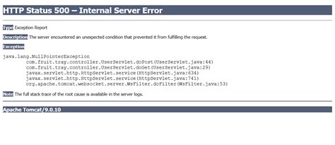 java the server encountered an unexpected condition that