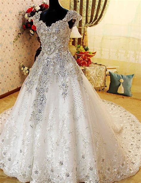 Bling Crystal Beaded Wedding Dress A Line Crystal Bridal Gowns – Bling