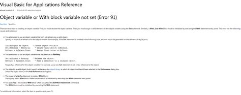 excel vba error object variable or with block variable not set